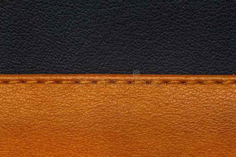 Stitching Details on Brown and Black Leather Stock Image - Image of ...