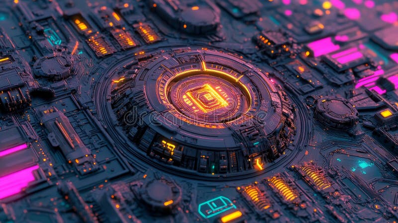 In the Background of the Stock Image, a Circuit Board Holds a Detailed ...