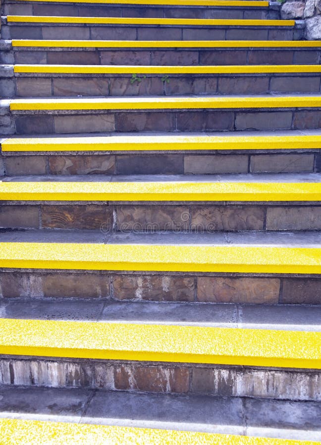 Background of a Stone Staircase with Yellow Steps. Sunny Yellow ...