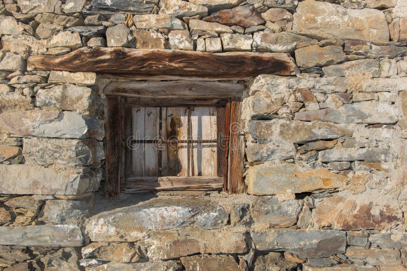 Background Stone Wall and Little Window from an Old Chalet Stock Image ...