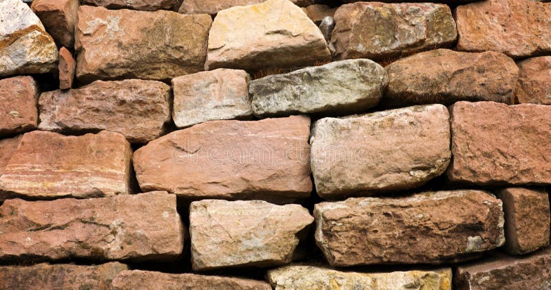 Background Stone Wall Made of Red Stones Stock Photo - Image of outside ...