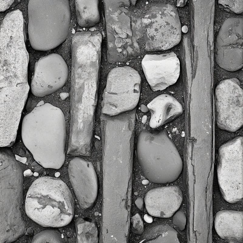 Background of Stone Wall Texture. Close Up. Black and White Stock ...