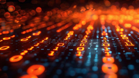 Background with Streaming Binary Code. Digital Binary Data and a Matrix Background with a ...