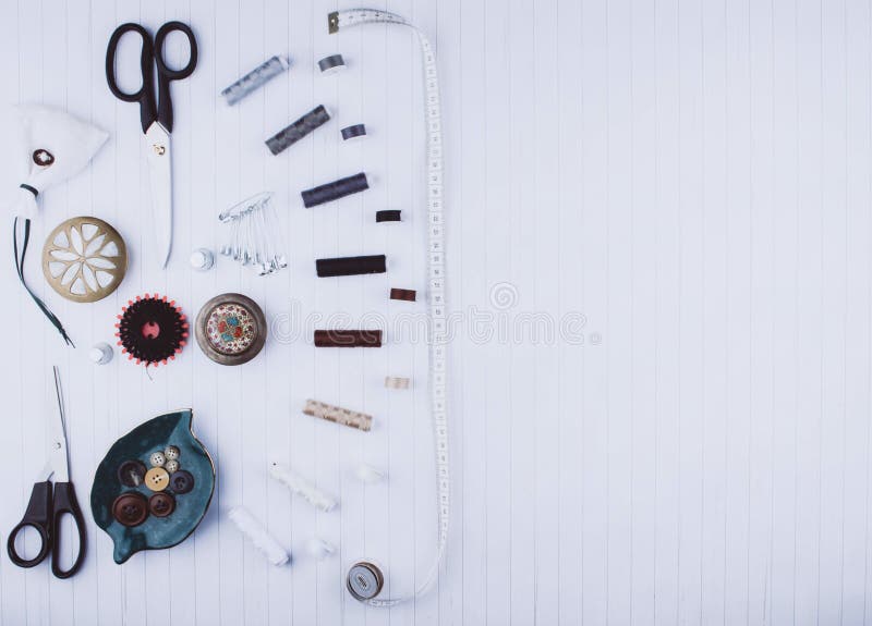 Background with Sewing Tools and Accessories. Stock Photo - Image of ...