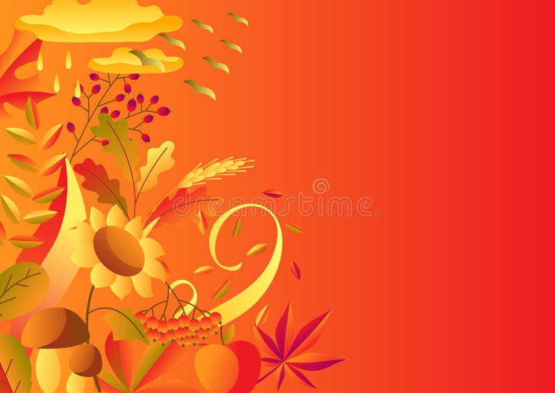 Background with Stylized Autumn Items. Stock Vector - Illustration of ...