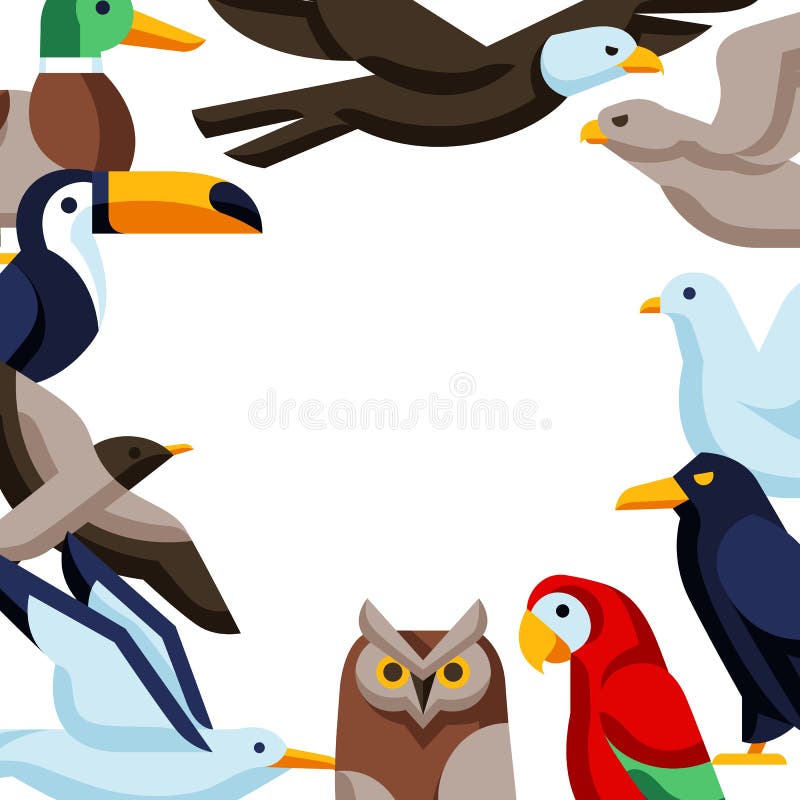 Background with Stylized Birds. Image of Wild Birds in Simple Style ...