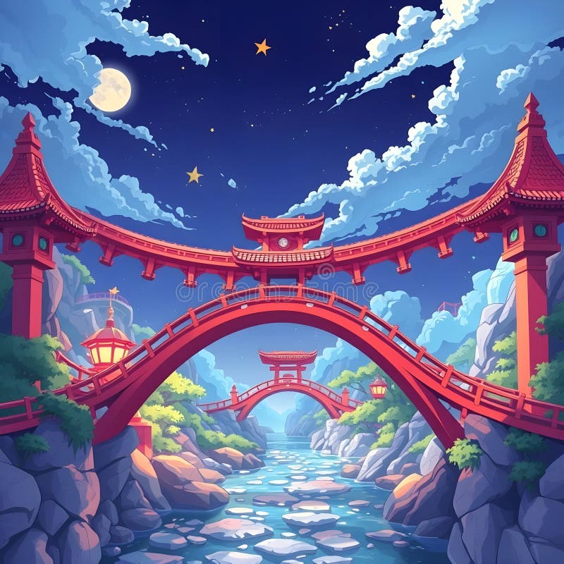 A Background with Stylized Bridges Connecting Different Element Stock ...