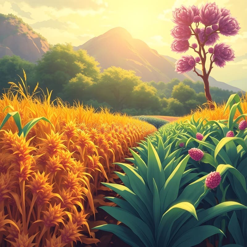 A Background with Stylized Crops or Natural Resources Stock ...