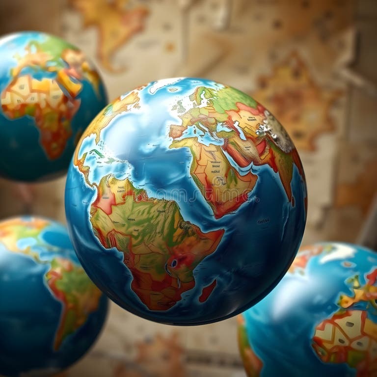 A Background with Stylized Globes or Maps Stock Illustration ...