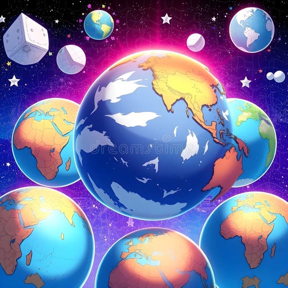 A Background with Stylized Globes or Maps Stock Illustration ...