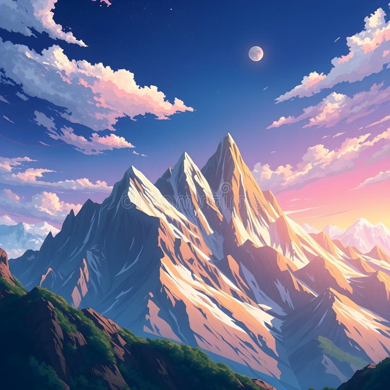A Background with Stylized Mountains or High Peaks Stock Illustration ...