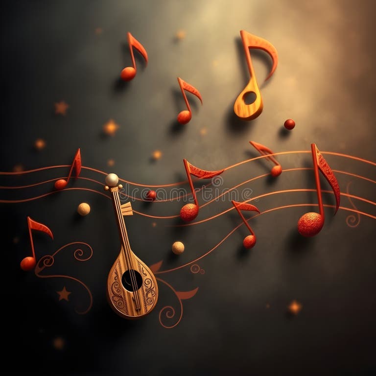 A Background with Stylized Musical Notes or Instruments Stock ...
