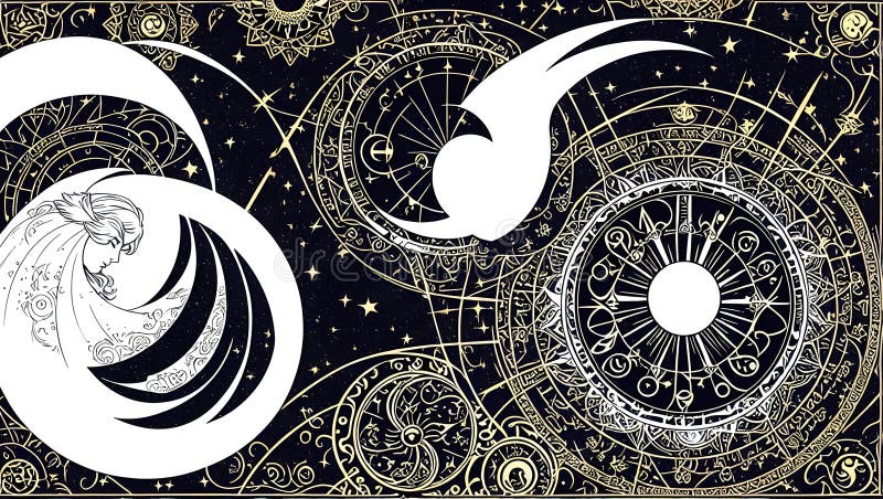 Sun and Moon Face Magic Banner for Celestial Alchemy Astrology Stock ...