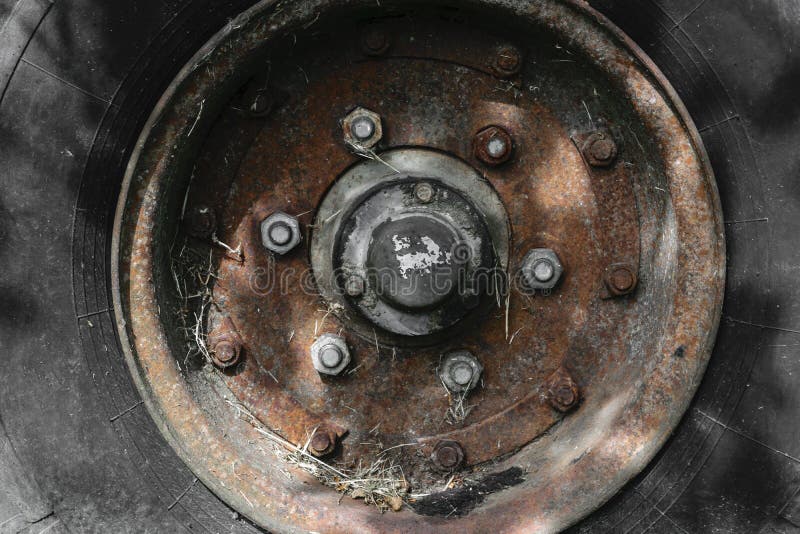 Background Surface of Old and Dirty Tire with Rusty Disc Stock Photo ...