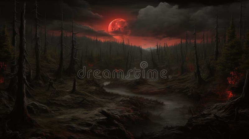 Background Surreal Night Scene with Haunting Shadows and Mysterious ...