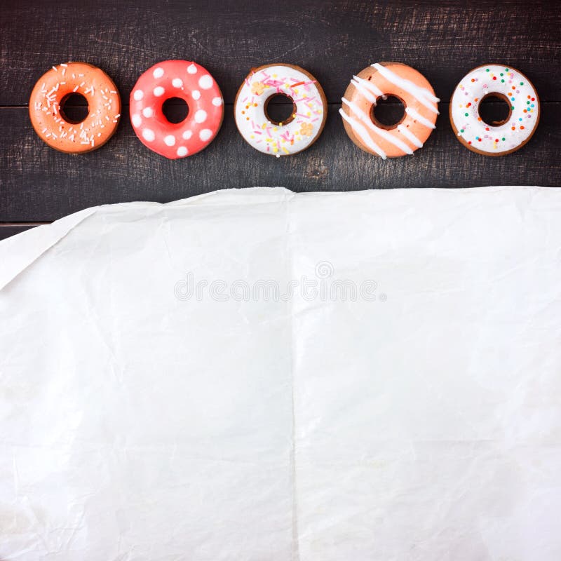 Background for Sweet Menu with Bright Delicious Donuts Stock ...