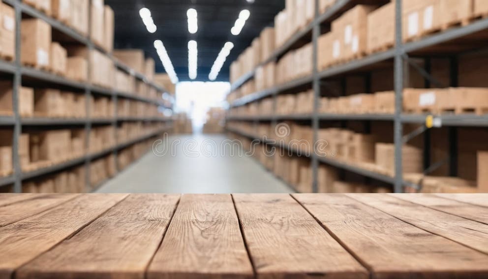 Background with a Table in the Warehouse. Stock Illustration ...