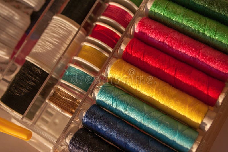 Set of Colorful Threads Lined Up in Boxes.Backdrop. Stock Image - Image ...