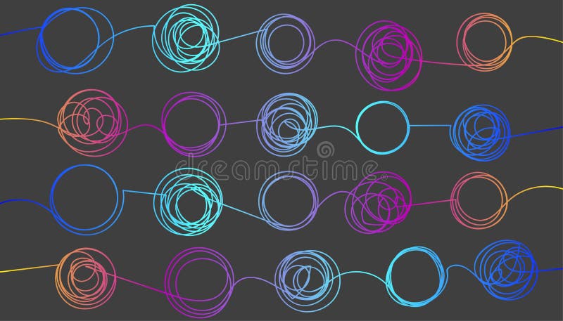 Background with Tangled and Unraveled Doodle Hand Drawn Tangles Stock ...