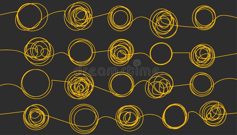 Background with Tangled and Unraveled Doodle Hand Drawn Tangles Stock ...