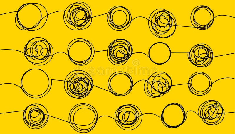 Background with Tangled and Unraveled Doodle Hand Drawn Tangles Stock ...