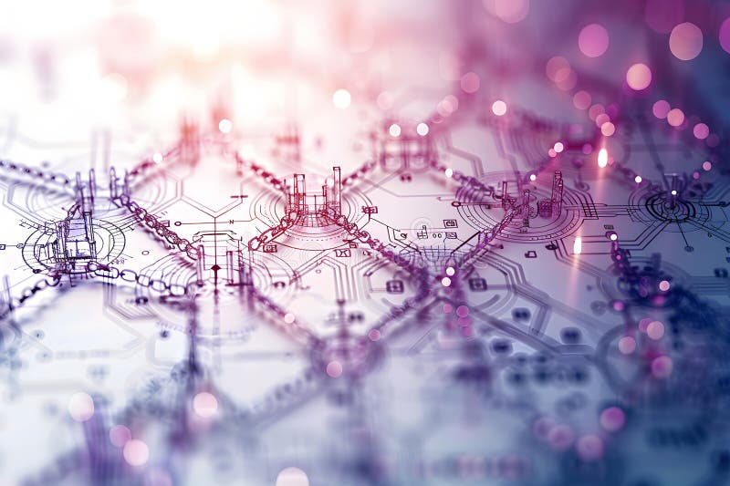 Background with Technological Digital Data Interface Elements ...