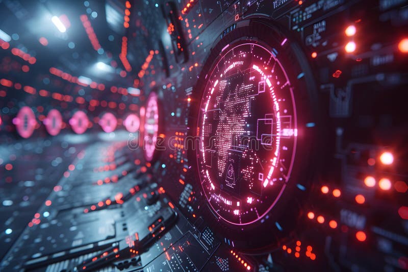 Background with Technological Digital Data Interface Elements ...