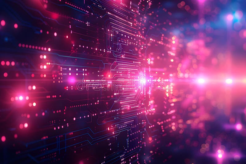 Background with Technological Digital Data Interface Elements ...