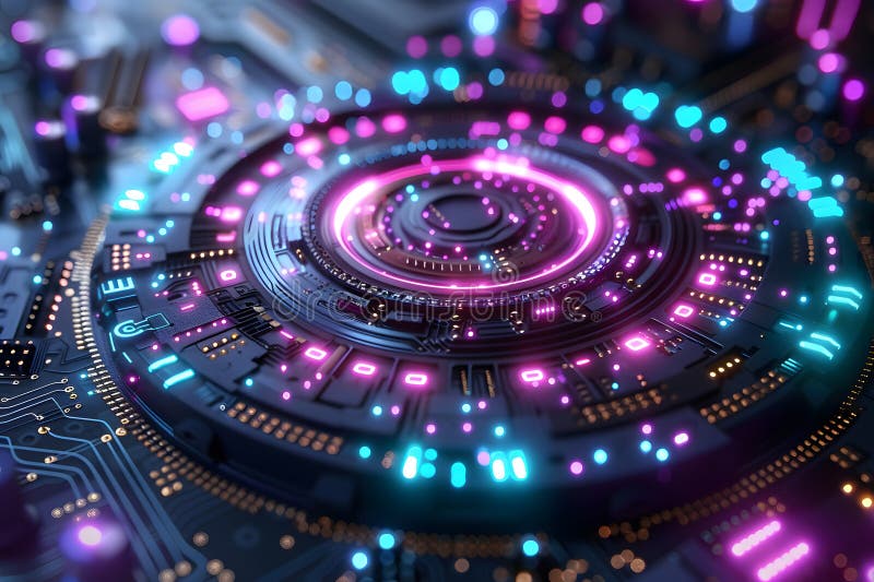 Background with Technological Digital Data Interface Elements ...