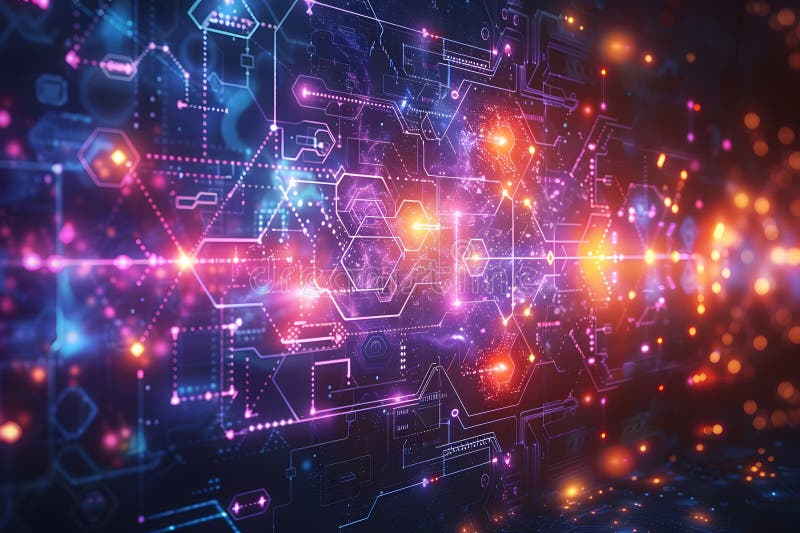 Background with Technological Digital Data Interface Elements ...