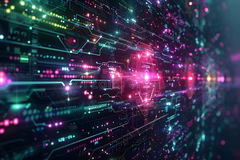 Background with Technological Digital Data Interface Elements ...