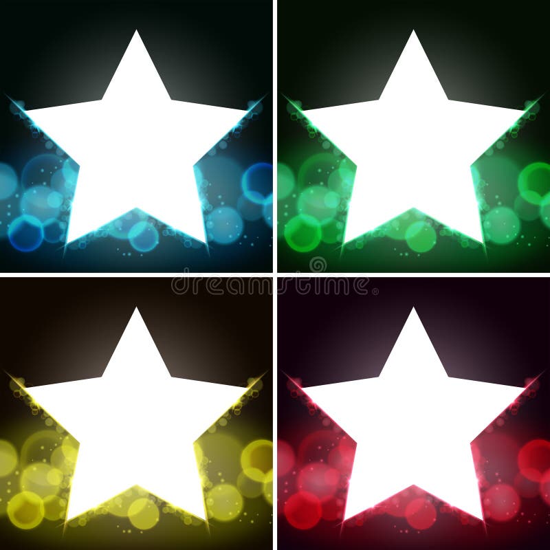Background Template with Bright Lights and Star Frames Stock Vector ...