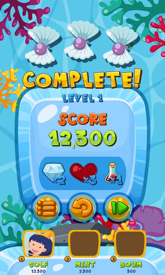 Background Template for Computer Game with Ocean Theme Stock ...