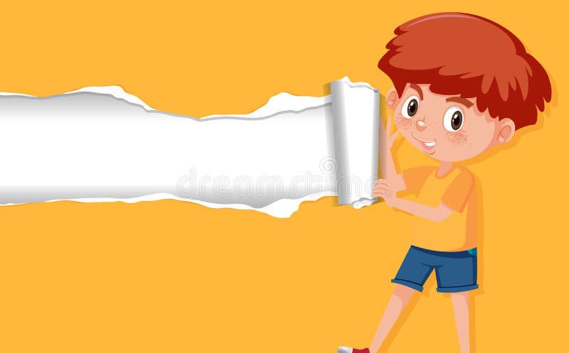 Background Template Design with Happy Boy on Orange Paper Stock Vector ...