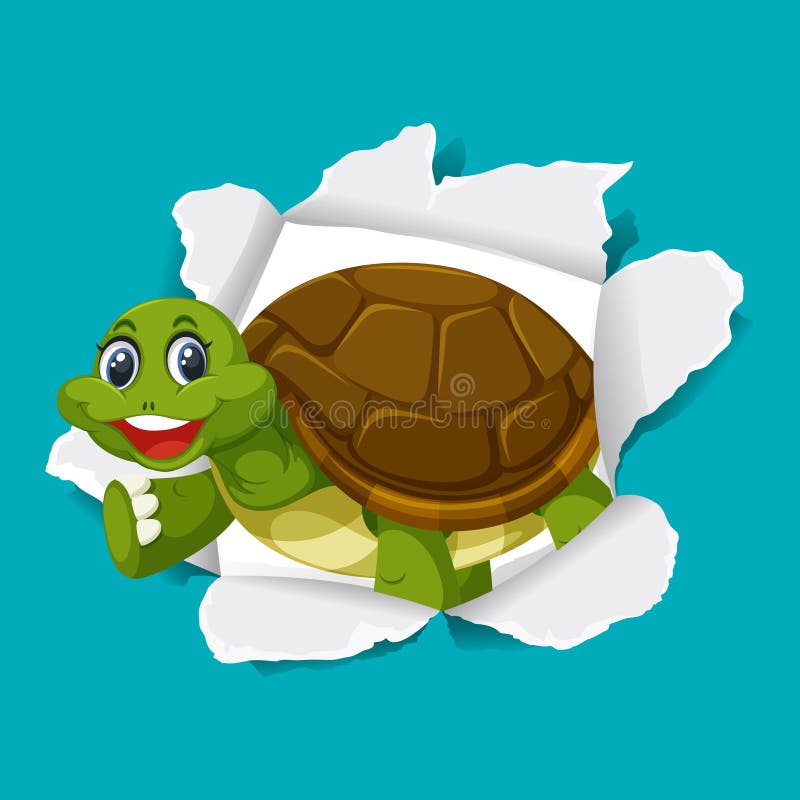 Background Template Design with Wild Tortoise on Blue Paper Stock ...