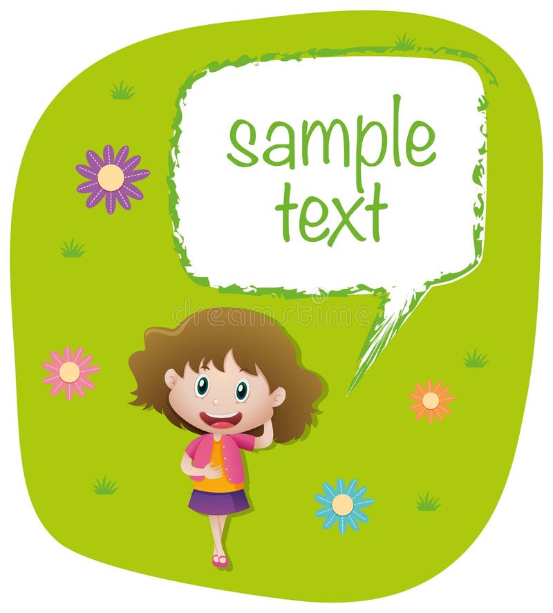 Background Template with Girl on Grass Stock Illustration ...