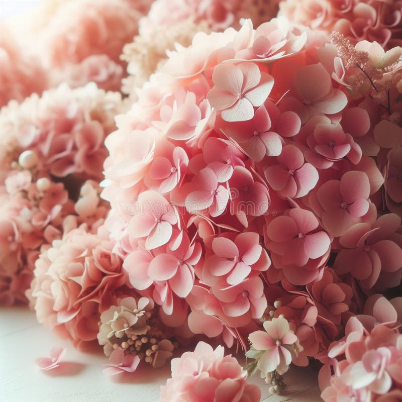 Background with Tender Pink Hydrangeas for a Pink Wedding Stock Illustration - Illustration of ...