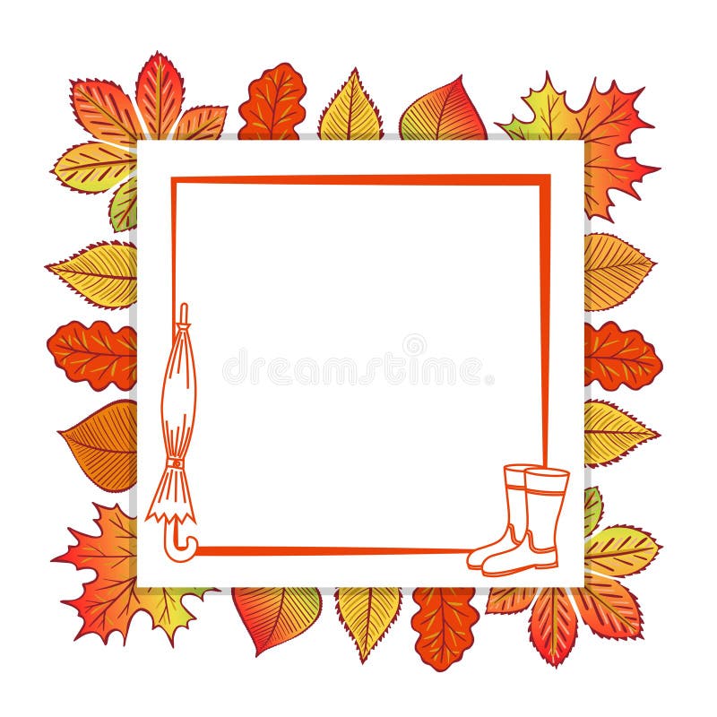 Background for Text. Autumn Frame with Leaves of Different Trees Stock ...