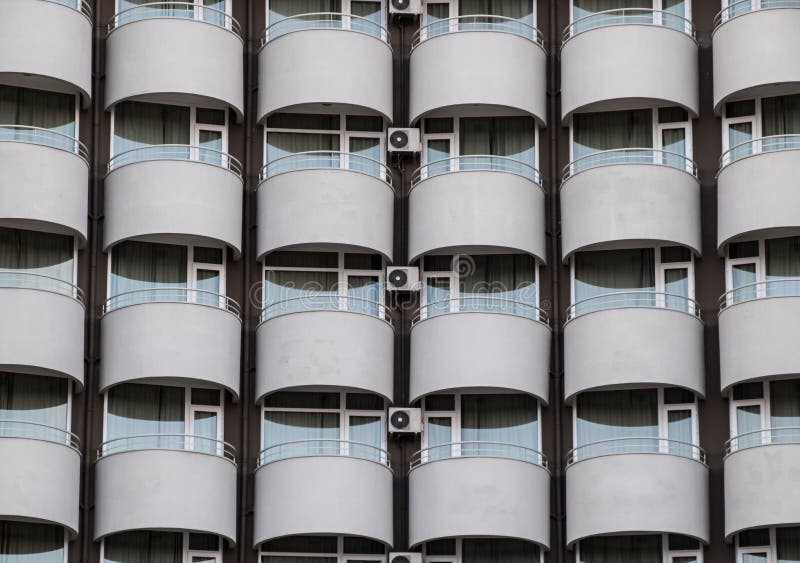 Background Texture of Balconies and Windows of Hotel. the Wall of the ...