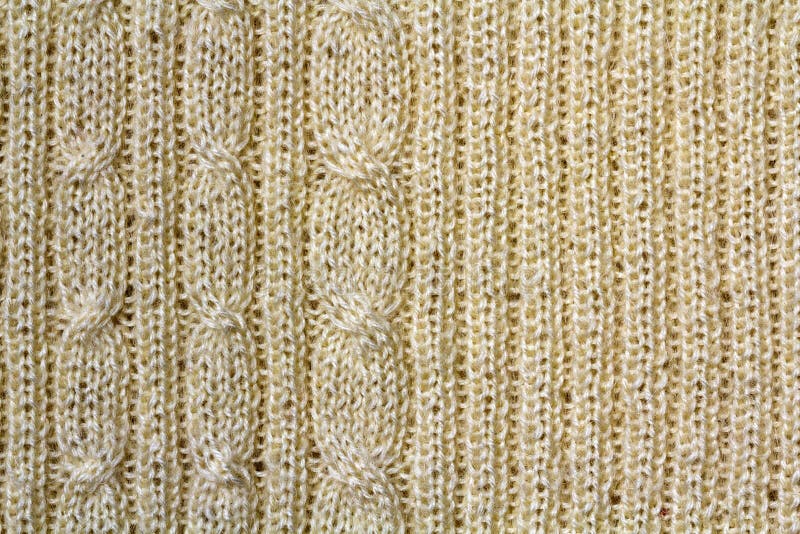 Background Texture of Beige Pattern Knitted Fabric Made of Cotton or ...
