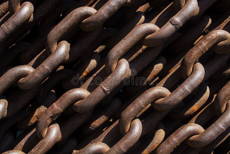 Background or Texture from Big Metal and Rusty Chains and Links. Stock ...