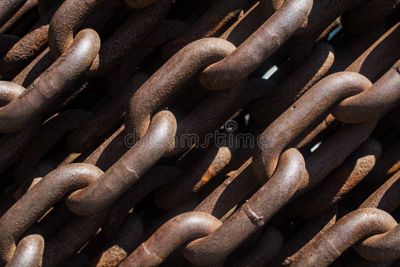 Background or Texture from Big Metal and Rusty Chains and Links. Stock ...