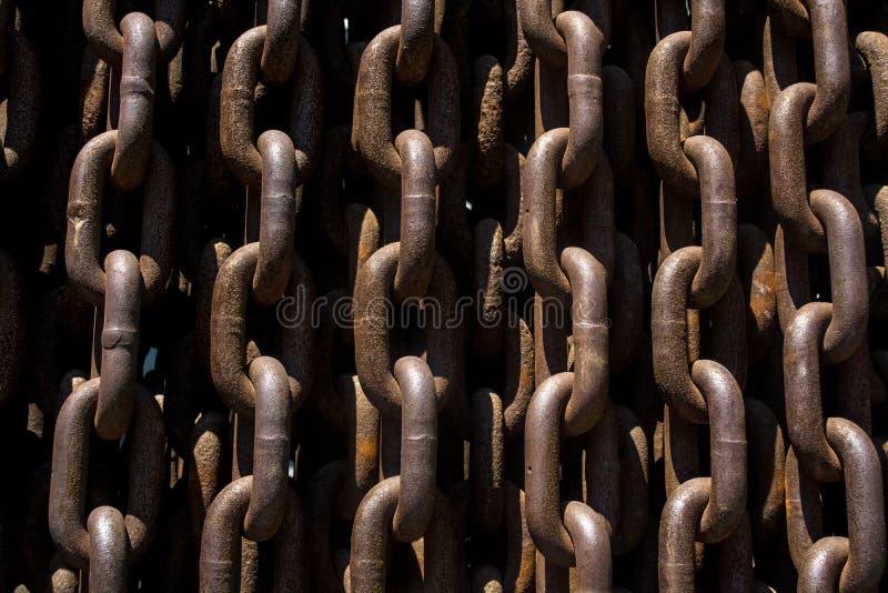 Background or Texture from Big Metal and Rusty Chains and Links. Stock ...