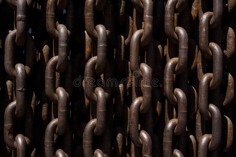 Background or Texture from Big Metal and Rusty Chains and Links. Stock ...