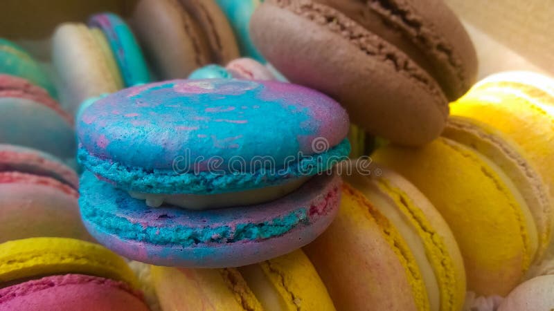 Background or Texture of Bright and Multicolored French Desserts ...
