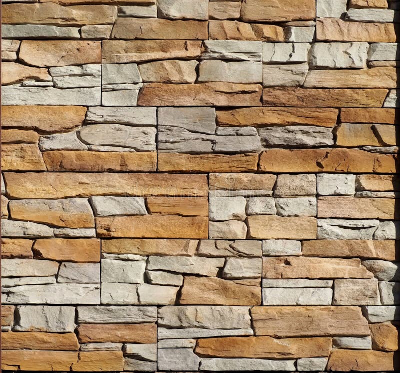 Stone Wall Cladding Made Of Horizontal Gray Brown And