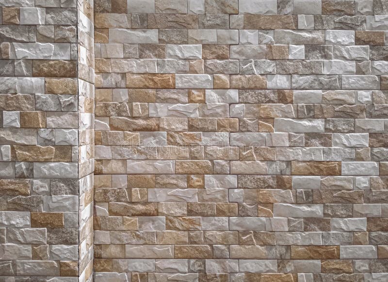 Background and Texture of Brown and White Composite Stone Brick Fence ...