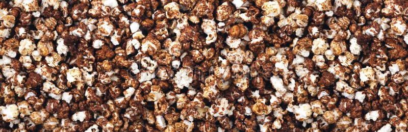 Background and Texture of Chocolate Popcorn. Panorama Stock Image ...