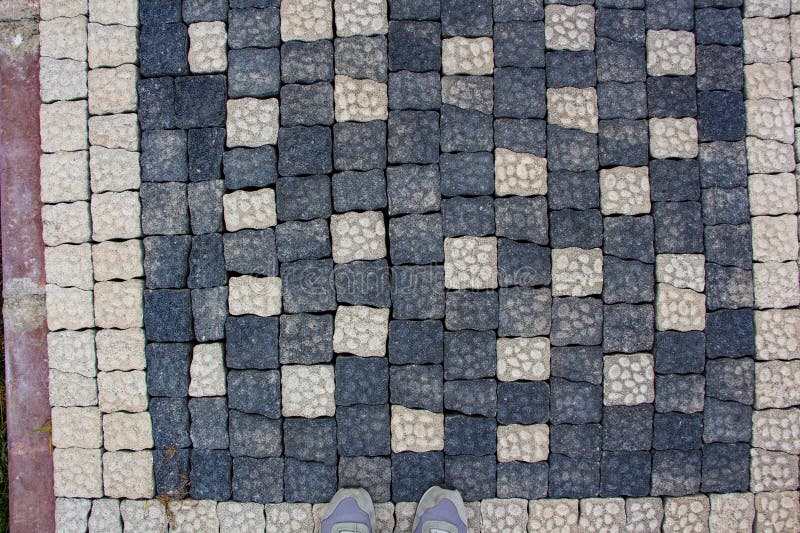 Background Texture of Cobblestone Pavement. Paving Slabs in the Form of ...