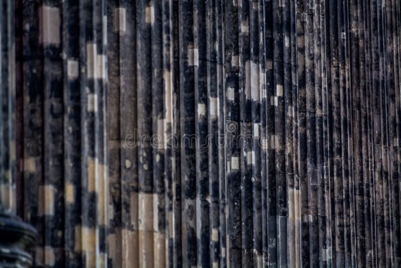 Background Or Texture From A Concrete Dark Column With Strips And ...